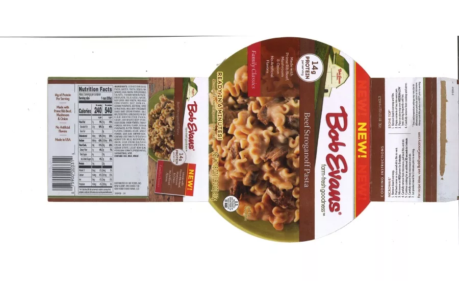 BEF Foods, Inc. recalls Bob Evans Beef Stroganoff pasta produced ...